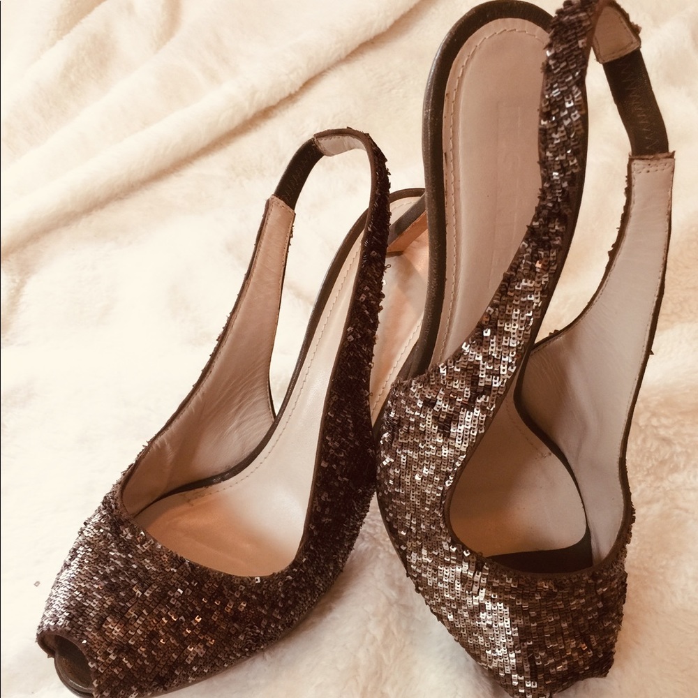 Jill Sander Bronze Sequence Heels Sling Back - Gem